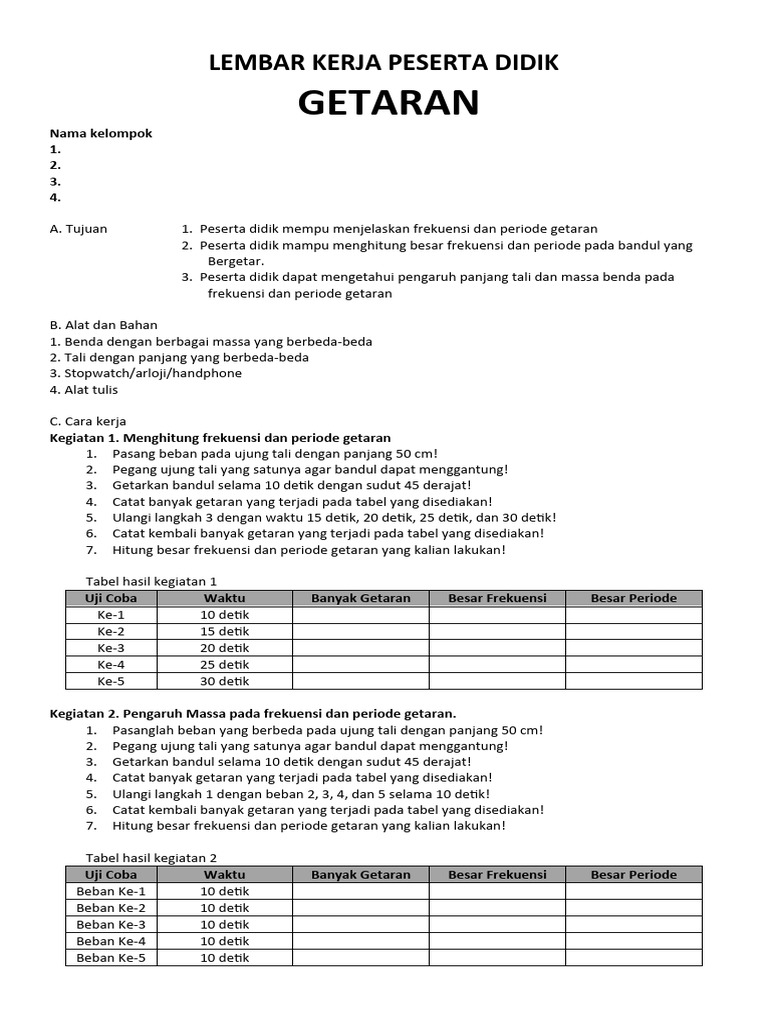 LKPD Getaran | PDF LKPD Getaran | PDF
