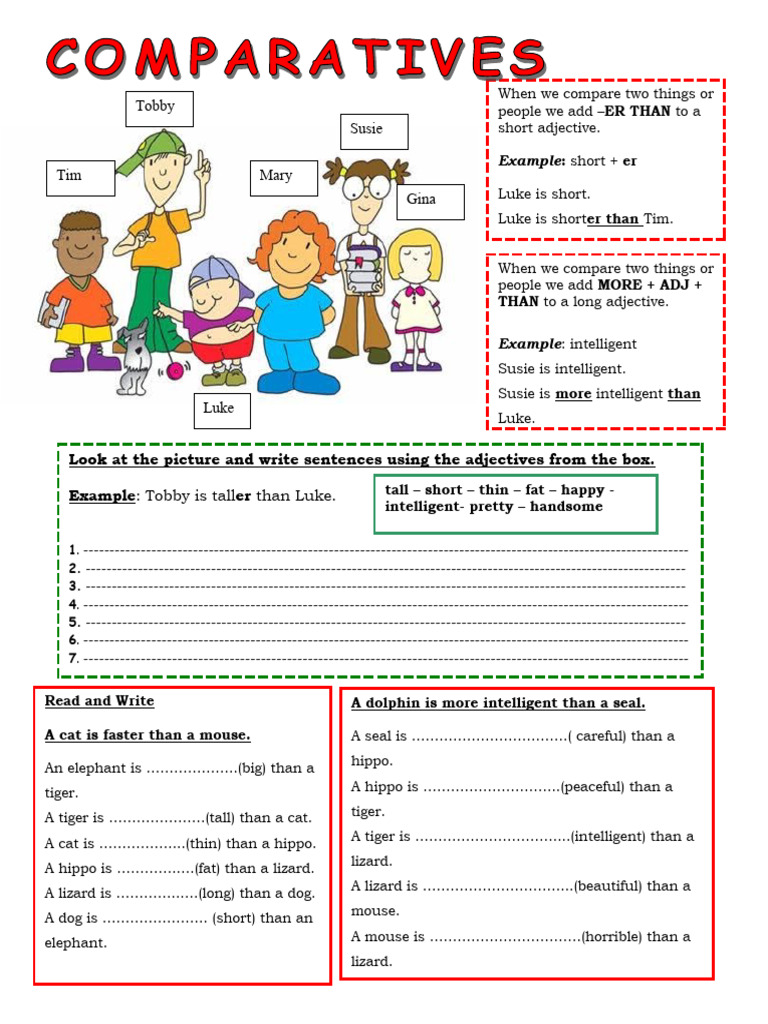 Comparative Adjectives Practice Worksheet | PDF