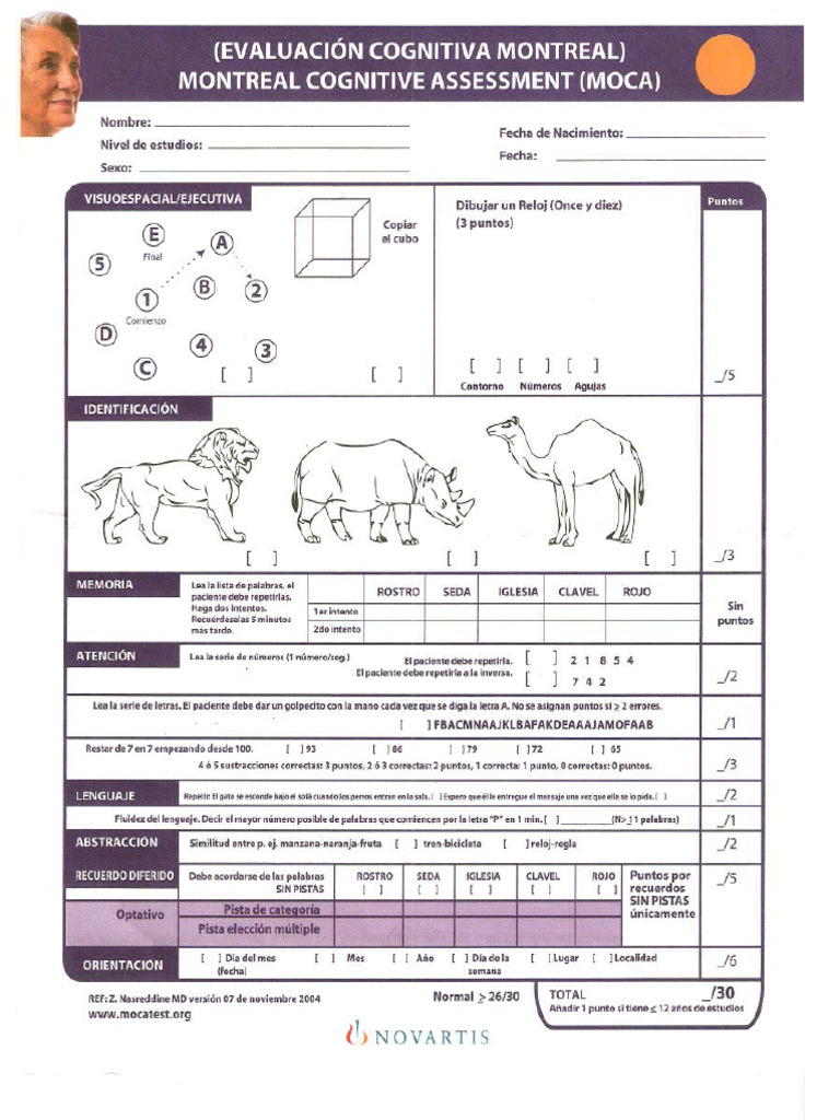 Protocolo Montreal Cognitive Assessment Moca | PDF