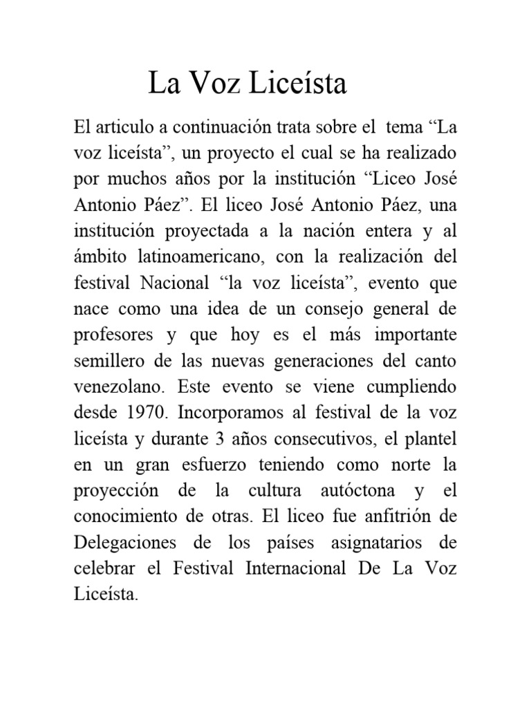 La Voz Liceísta | PDF | Venezuela