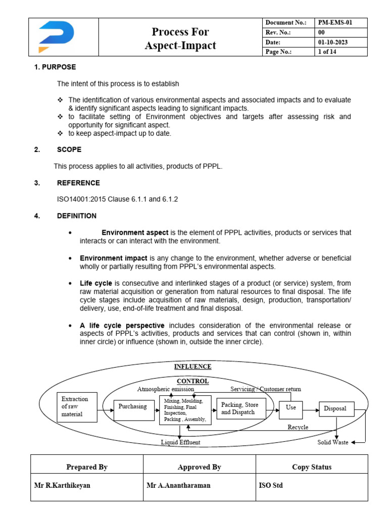 Environmental Aspect-Impact Process | PDF | Life Cycle Assessment ...
