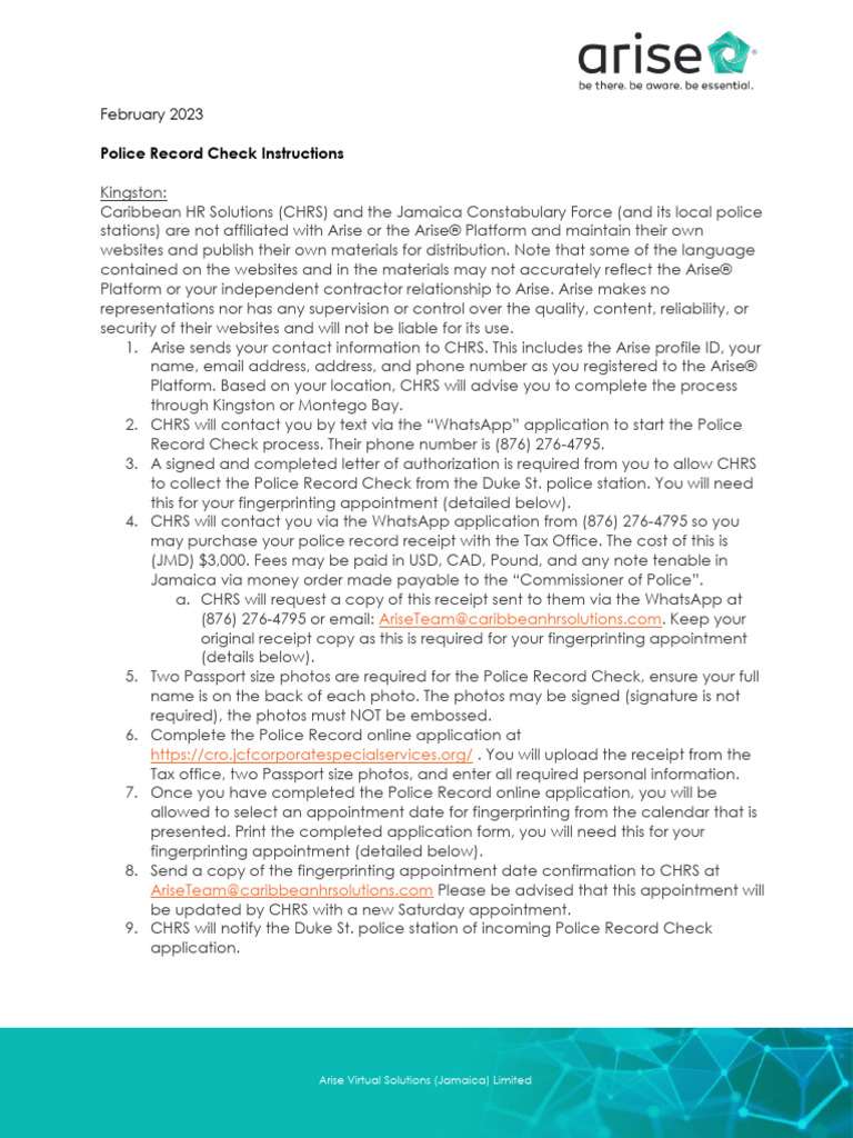 Jamaica Police Record Check Instructions | PDF | Criminal Record | Identity Document