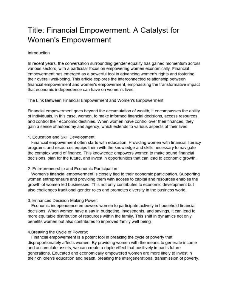 Women's Financial Empowerment Guide | PDF | Empowerment | Entrepreneurship