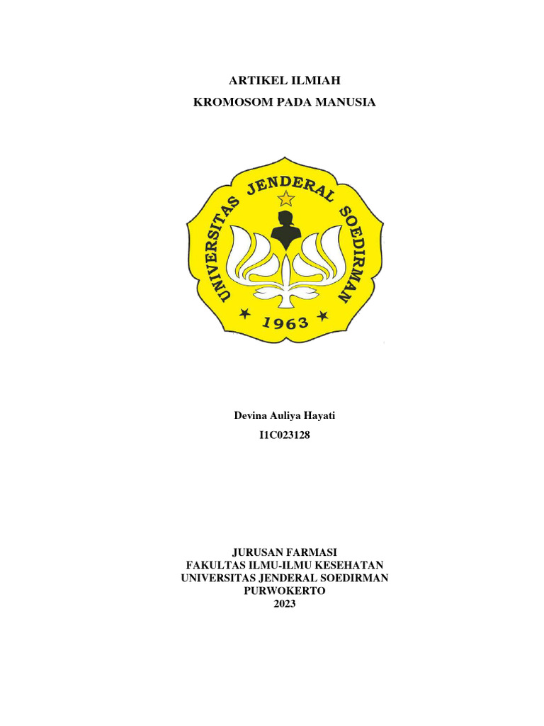 Artikel Ilmiah Kromosom Pada Manusia - Devina Auliya Hayati - I1C023128 - Farmasi C-2 | PDF