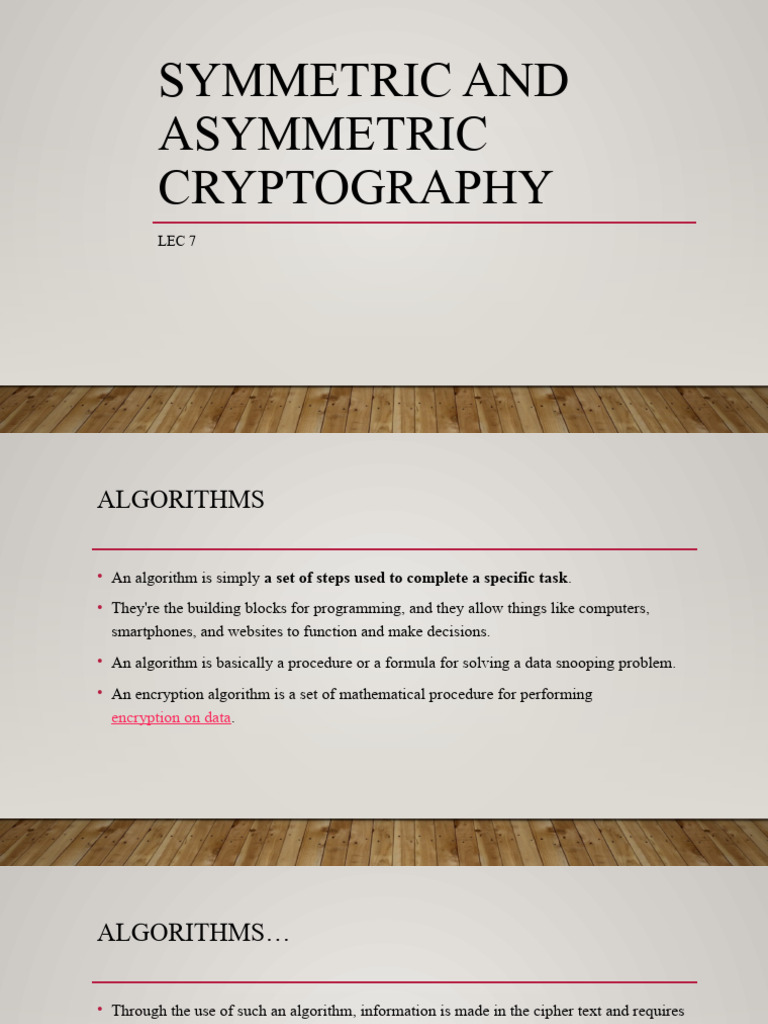 Lec 7 Symmetric And Asymmetric Cryptography Pdf Public Key