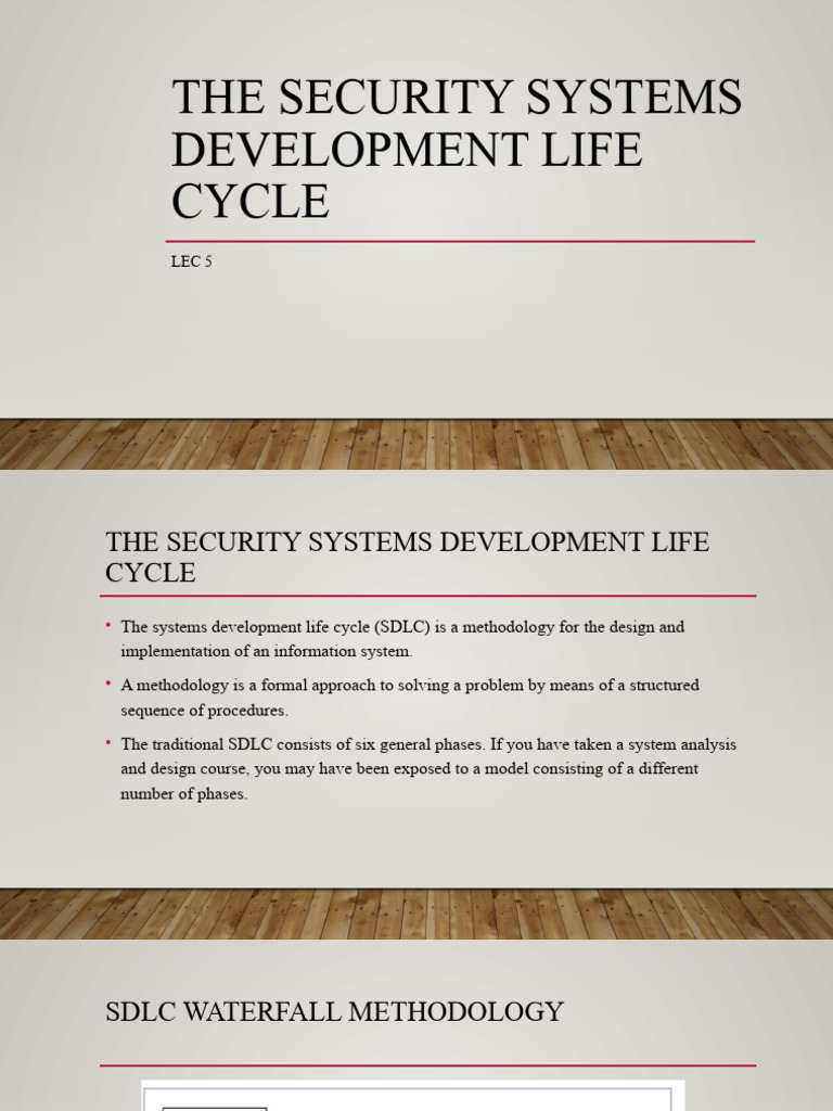 Lec # - 5the Security Systems Development Life Cycle | PDF | Cryptography | Encryption