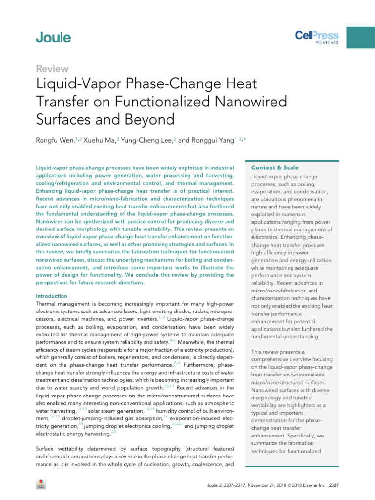 Liquid-Vapor Phase-Change Heat Transfer On Functionalized Nanowired ...