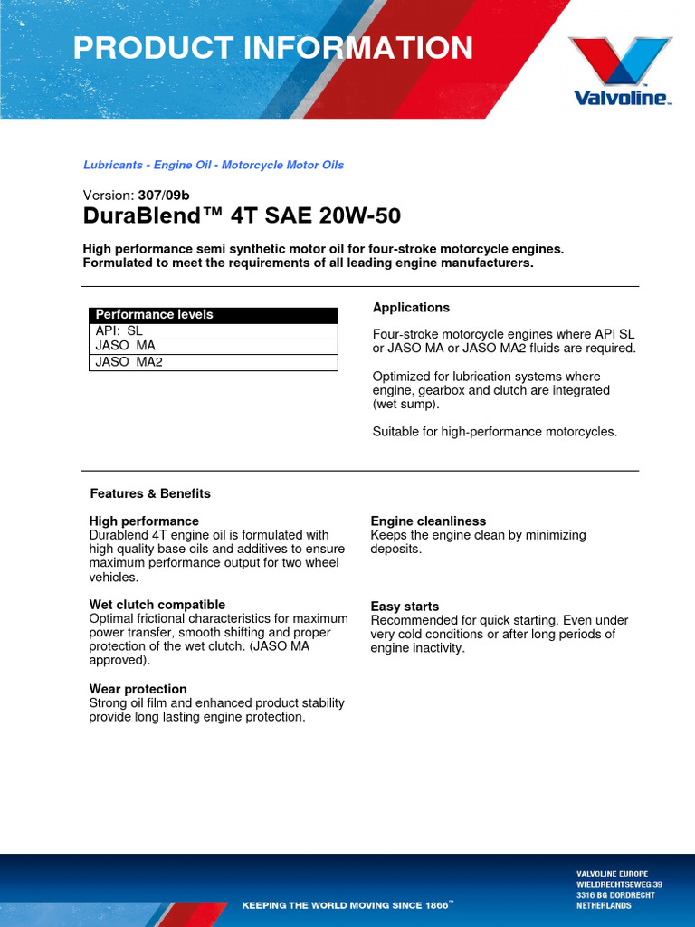 Durablend 4T 20W 50 | PDF | Motor Oil | Mechanical Engineering