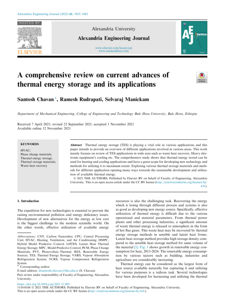 A Comprehensive Review On Current Advances of Thermal Energy Storage ...