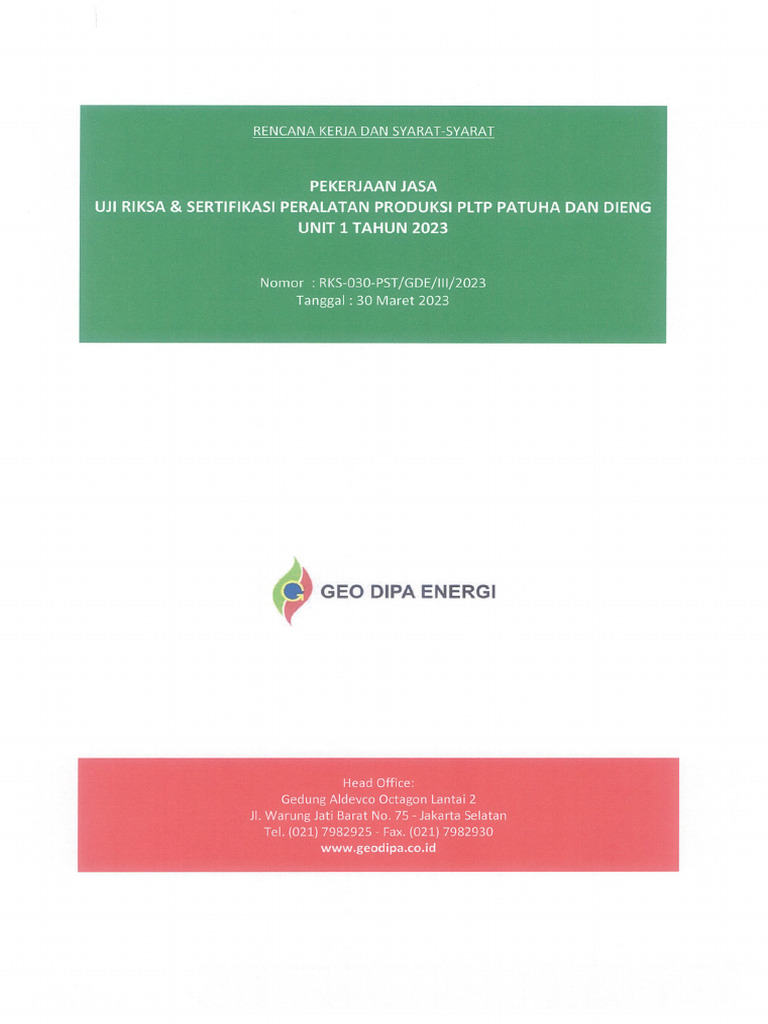 DIROP RKS Jasa Uji Riksa Sertifikasi Peralatan PLTP Patuha Dan Dieng ...