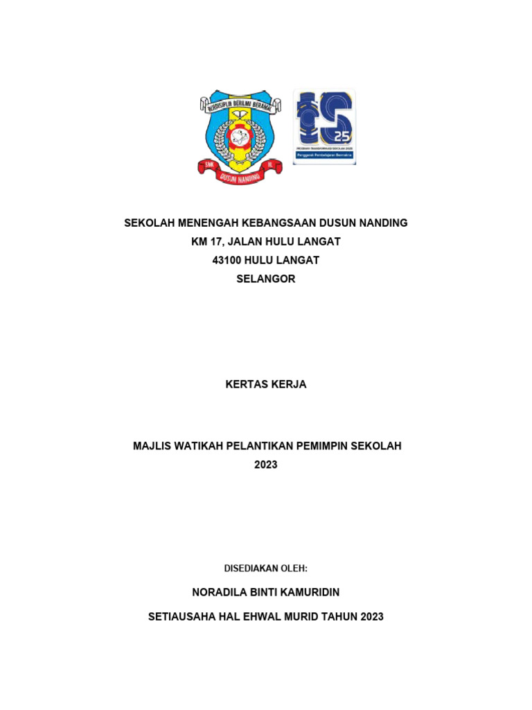 Watikah Pelantikan Pemimpin Sekolah 2023 | PDF