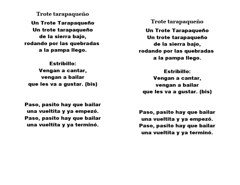 Trote Tarapaqueño: Letra y Baile | PDF | Artes del Lenguaje y ...