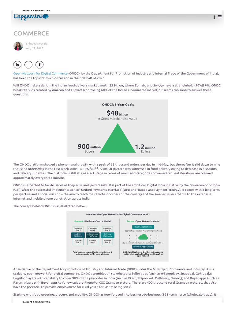 ONDC - A Journey of Democratizing Digital Commerce For Social Impact | PDF | E Commerce | Business