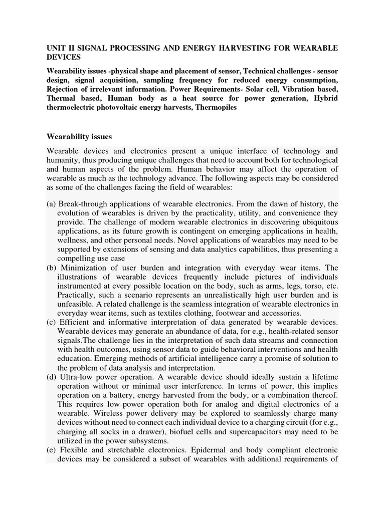 Unit 2.1 | PDF | Wearable Technology | Energy Conservation