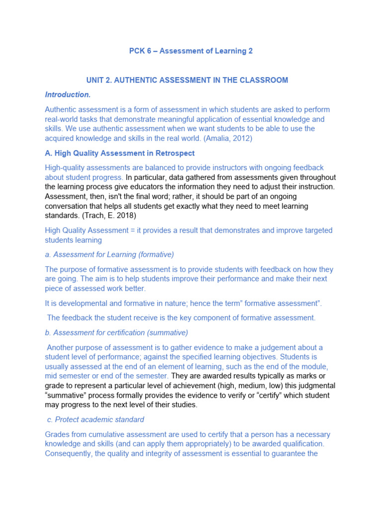 Authentic Assessment Strategies in Education | PDF | Educational Assessment | Validity (Statistics)