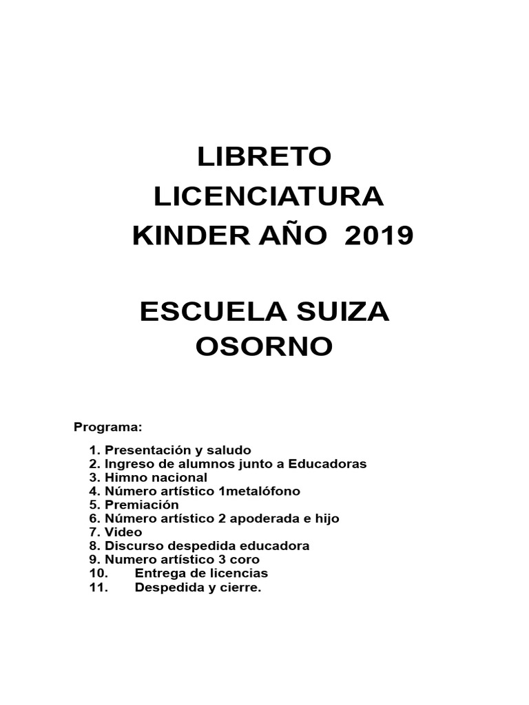 Libreto Kinder 2019 | PDF | Educación de la primera infancia
