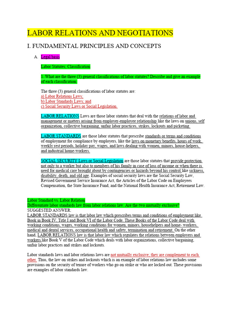 Labor Relations and Negotiations Notes | PDF | Cost Of Living | Employment