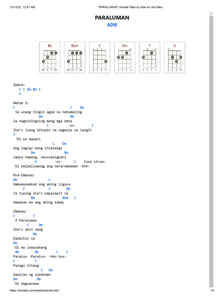 PARALUMAN Ukulele Tabs by Adie On UkuTabs | PDF