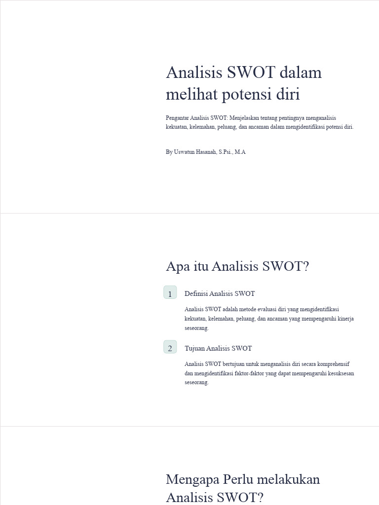 Analisis SWOT Dalam Melihat Potensi Diri | PDF