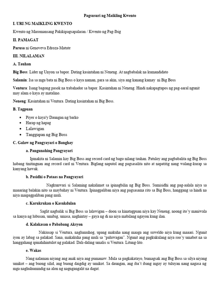 Pagsusuri-ng-Maikling-Kwento | PDF