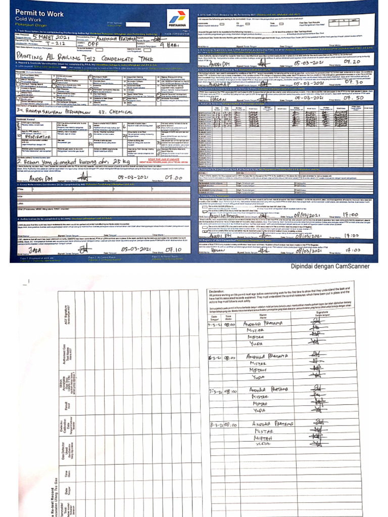 PTW Cold Work Andhika Pratama | PDF