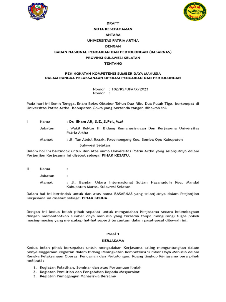 Nota Kesepahaman | PDF