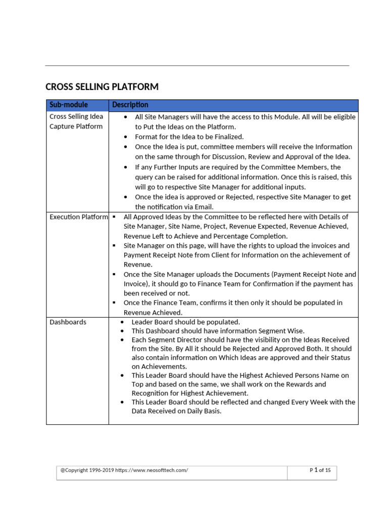 Old BRD - Cross Selling Platform - Access HR 2.0 | PDF | Business ...