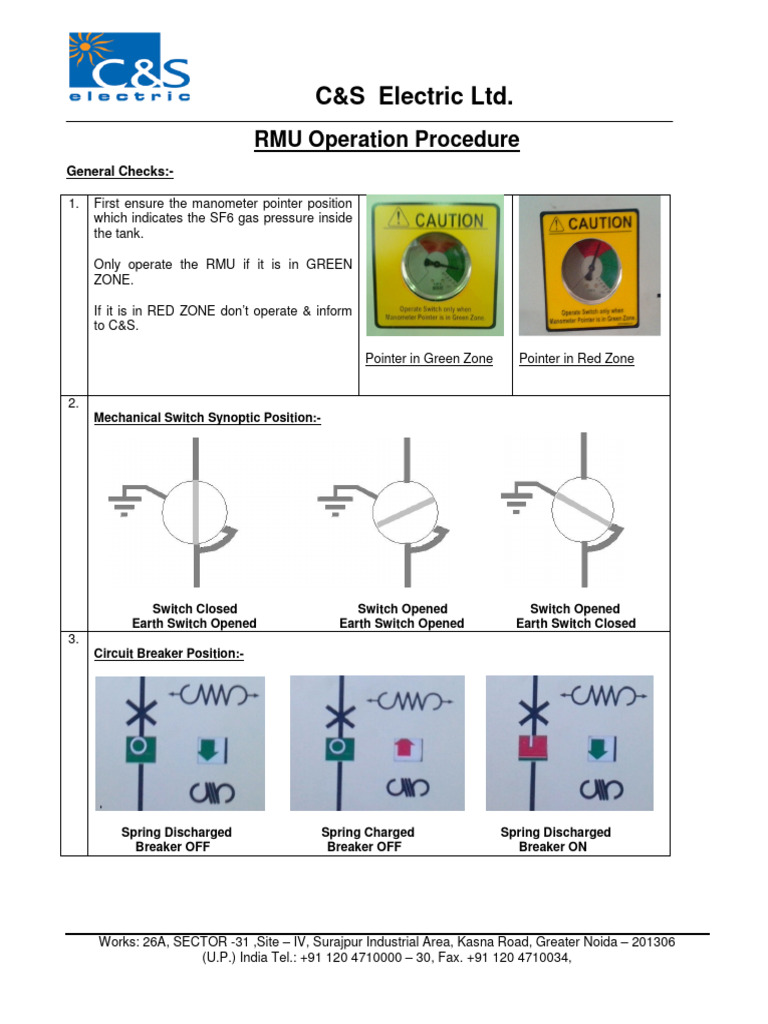 RMU Operating Procedure | PDF | Switch | Electrical Components