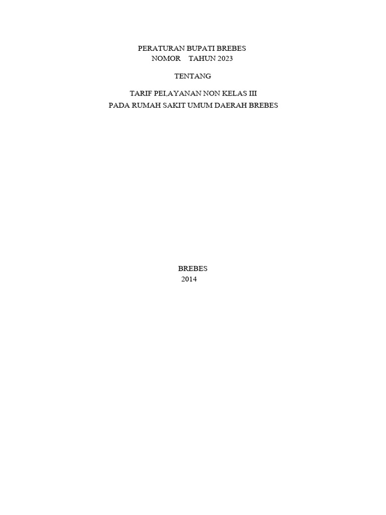 Tarif Pelayanan Non Kelas III Brebes | PDF | Kesehatan Holistik