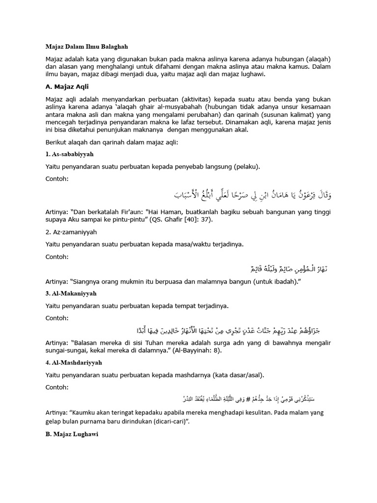 Majaz Dalam Ilmu Balaghah | PDF