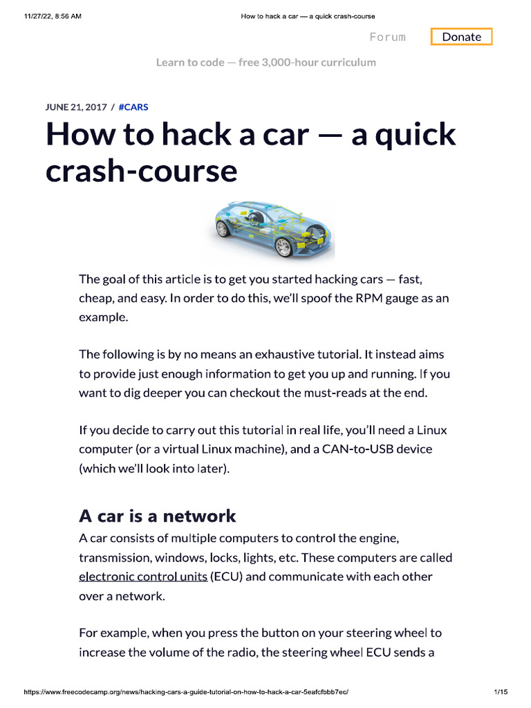 How To Hack A Car - A Quick Crash-Course | PDF