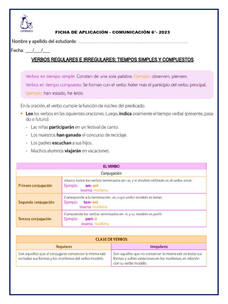 SESIÓN 09 VERBOS REGULARES E IRREGULARES | PDF