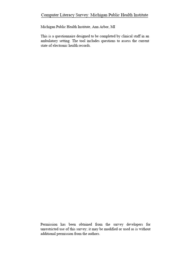 Computer Literacy Survey | PDF | Databases | Computer Terminal