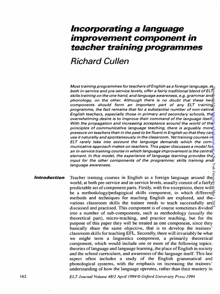 Cullen, R. (1994) - Incorporating A Language Improvement Component in ...