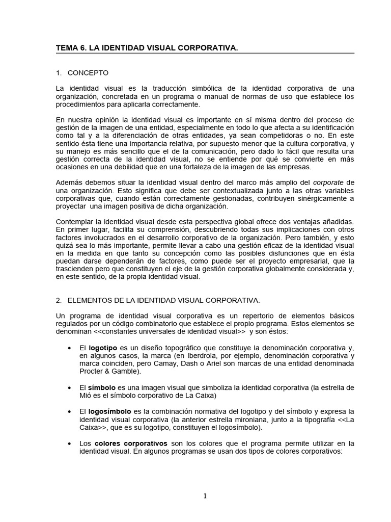 Tema 6. La Identidad Visual Corporativa | PDF