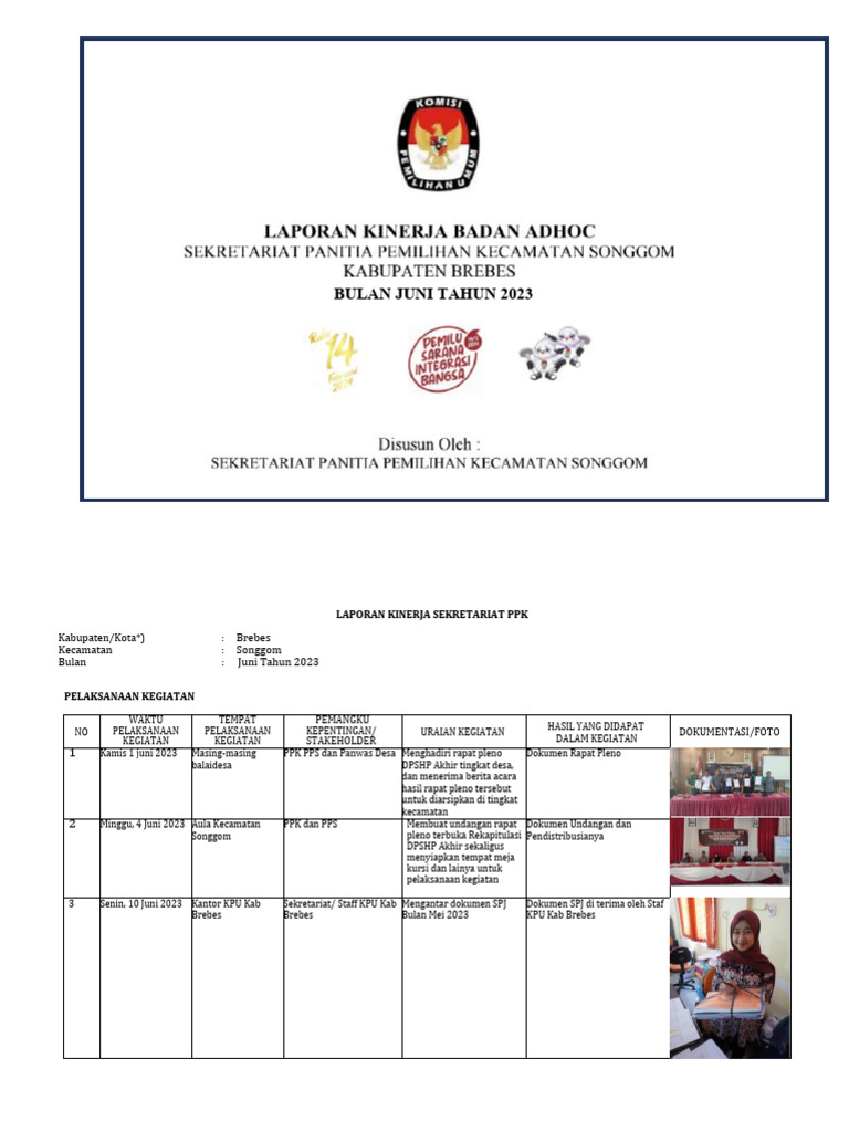 Laporan Kinerja PPK Songgom | PDF