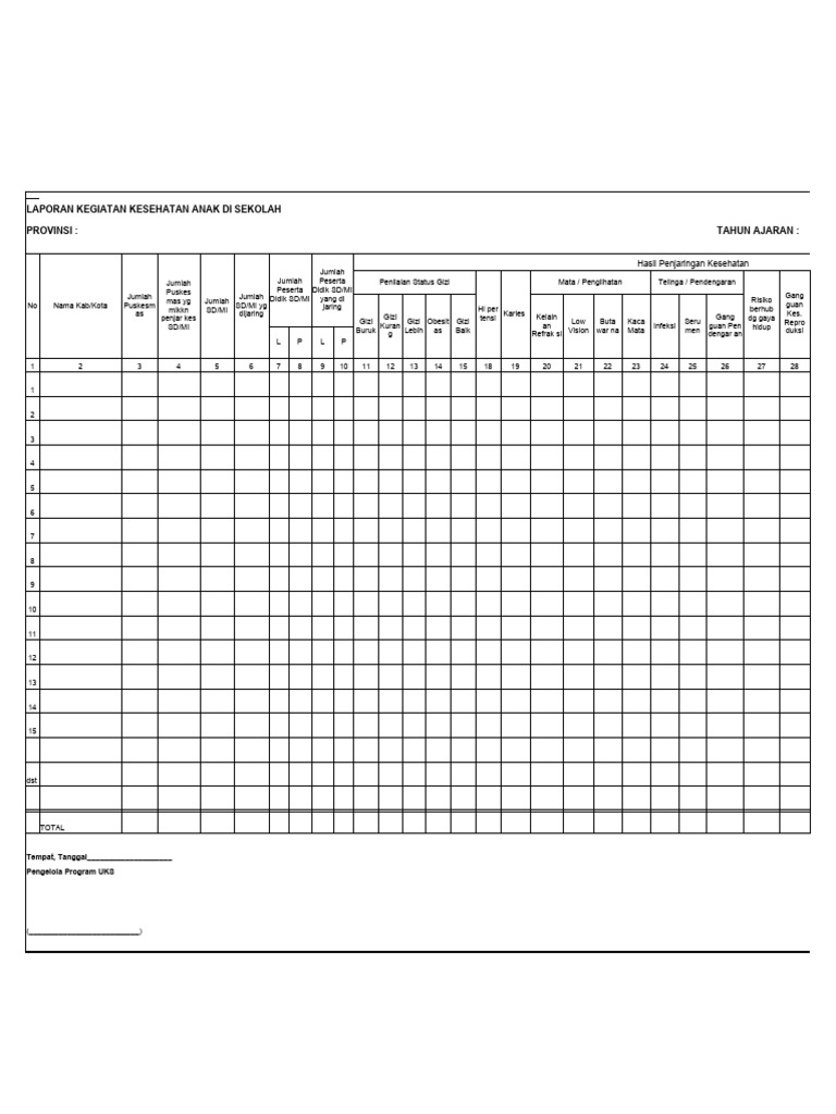 Formulir Skrining Kesehatan Provinsin Evaluasi Usekrem 2023 | PDF