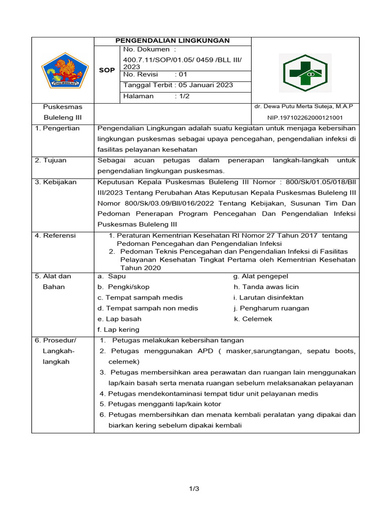 Sop Pengendalian Lingkungan | PDF