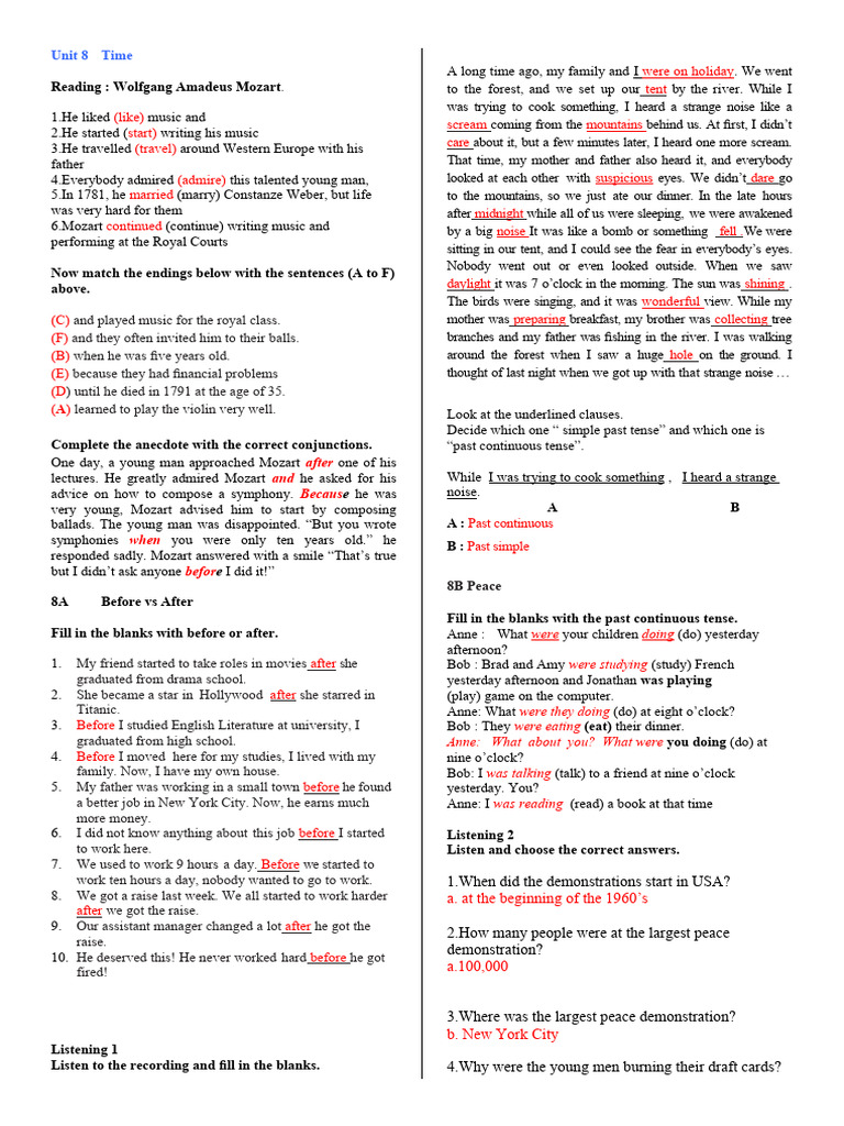 El Unit 8 Time Answer Key | PDF | Linguistics