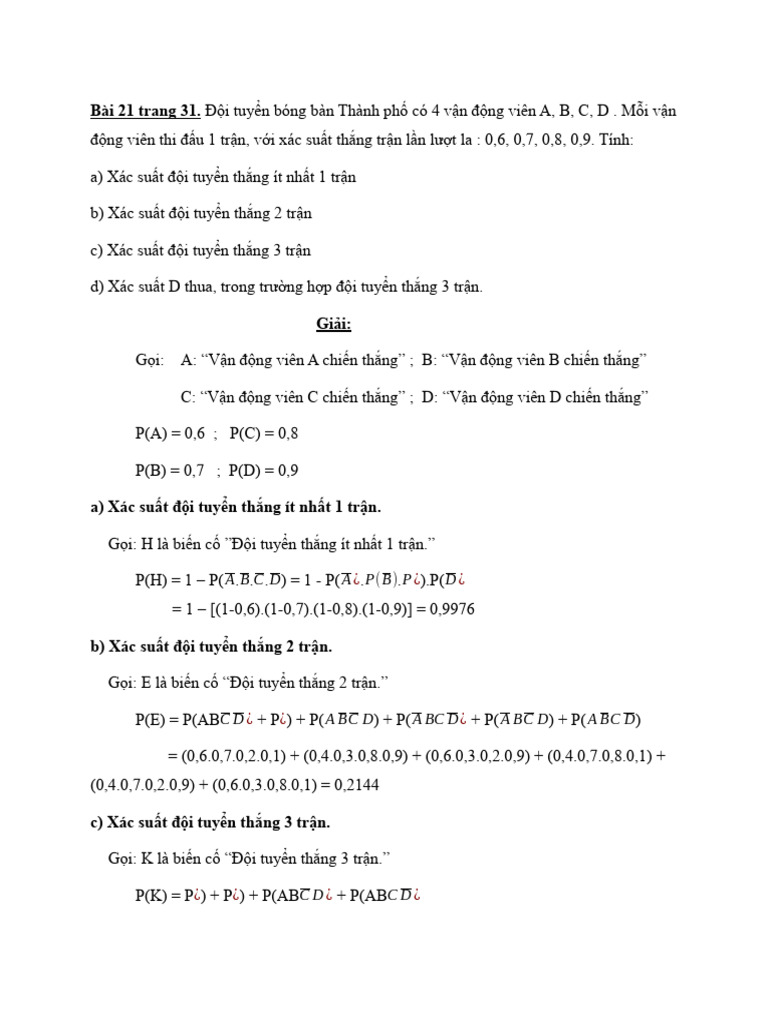 BT XSTK - Thùy Trang | PDF