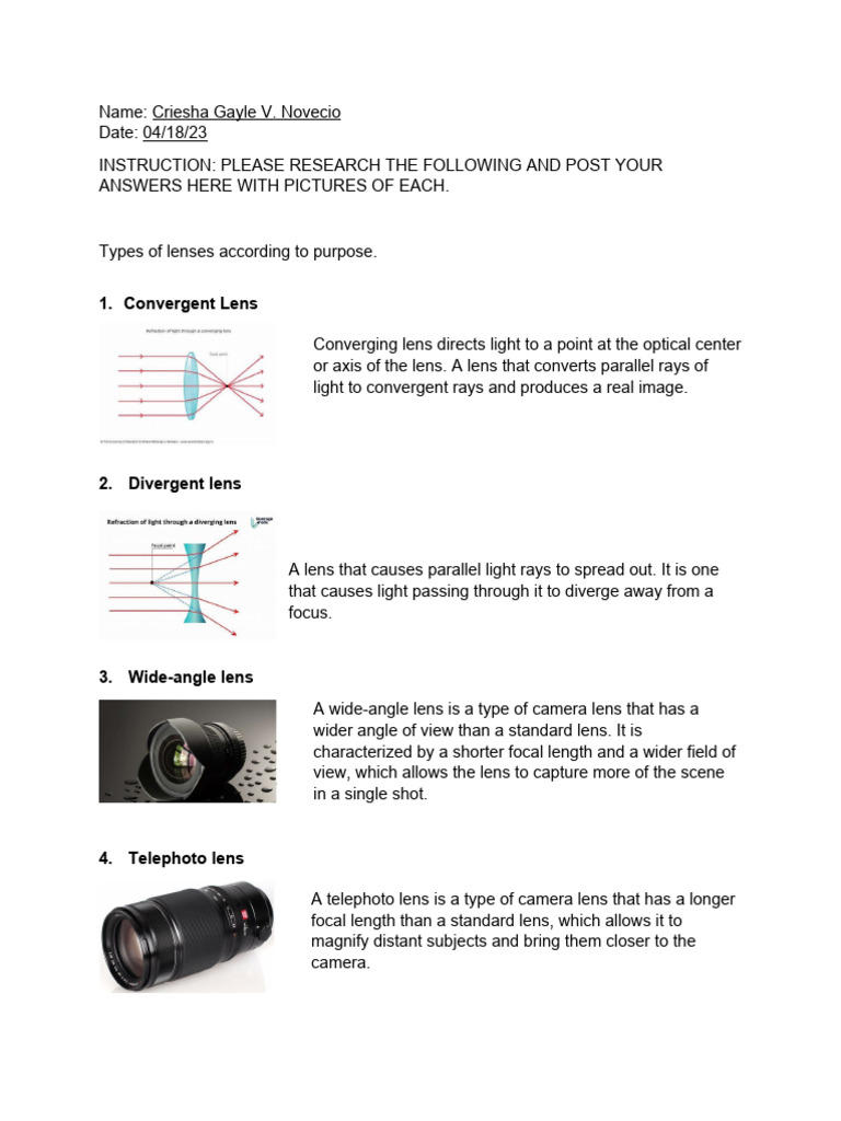 Cri 227L - Assignment Lenses | PDF | Camera Lens | Camera