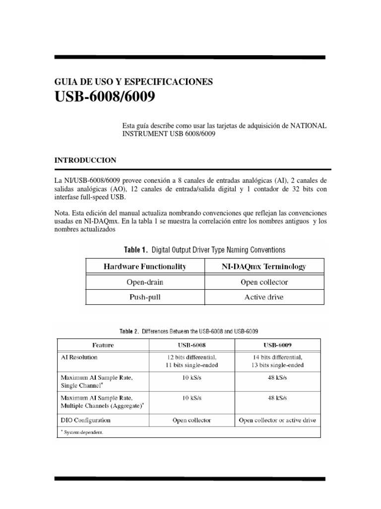 Manual USB 6008 | PDF | Señal analoga | USB