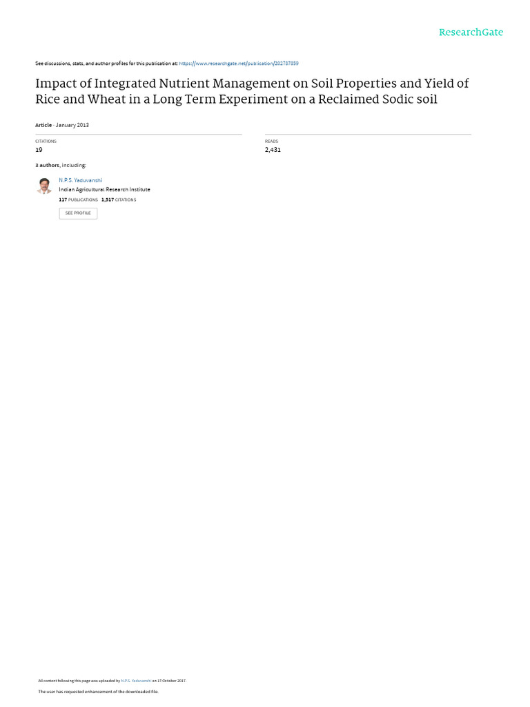 ISSS ImpactofINM - 2013 | PDF | Manure | Soil