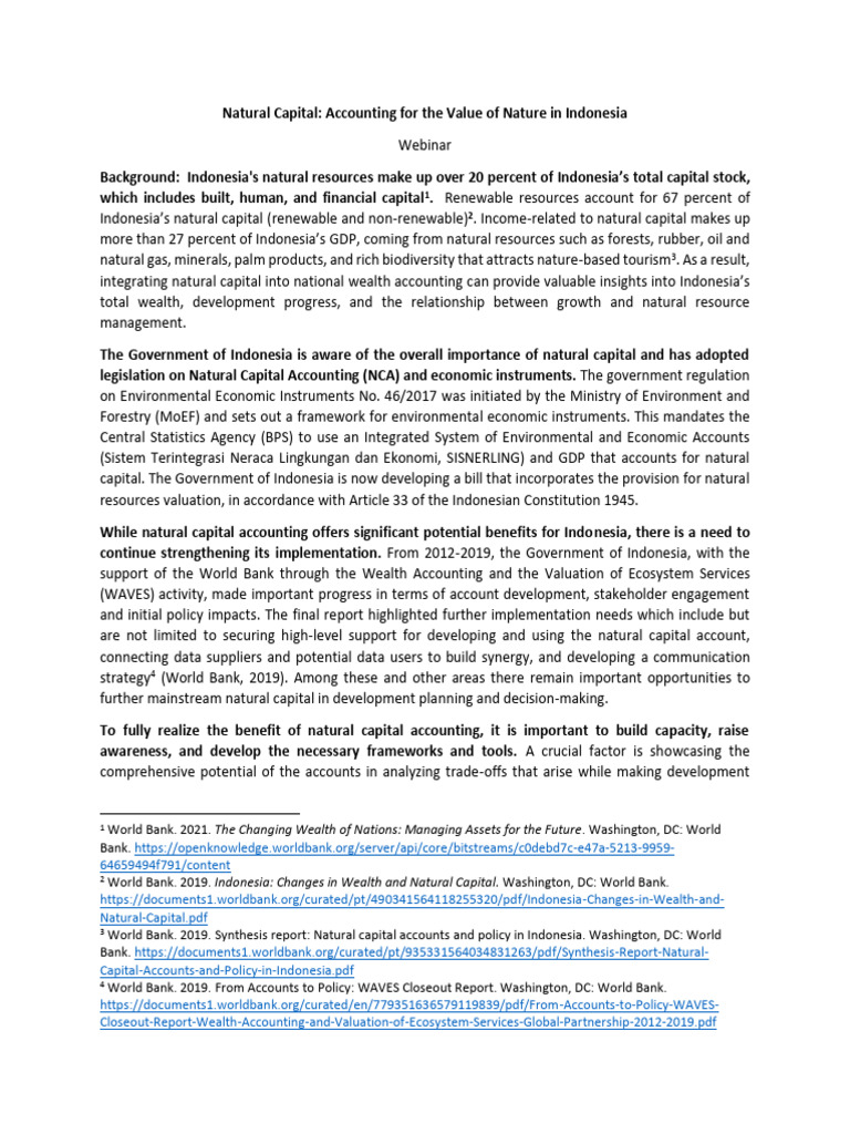 TOR - Webinar On Natural Capital Account | PDF | Economies | Natural ...