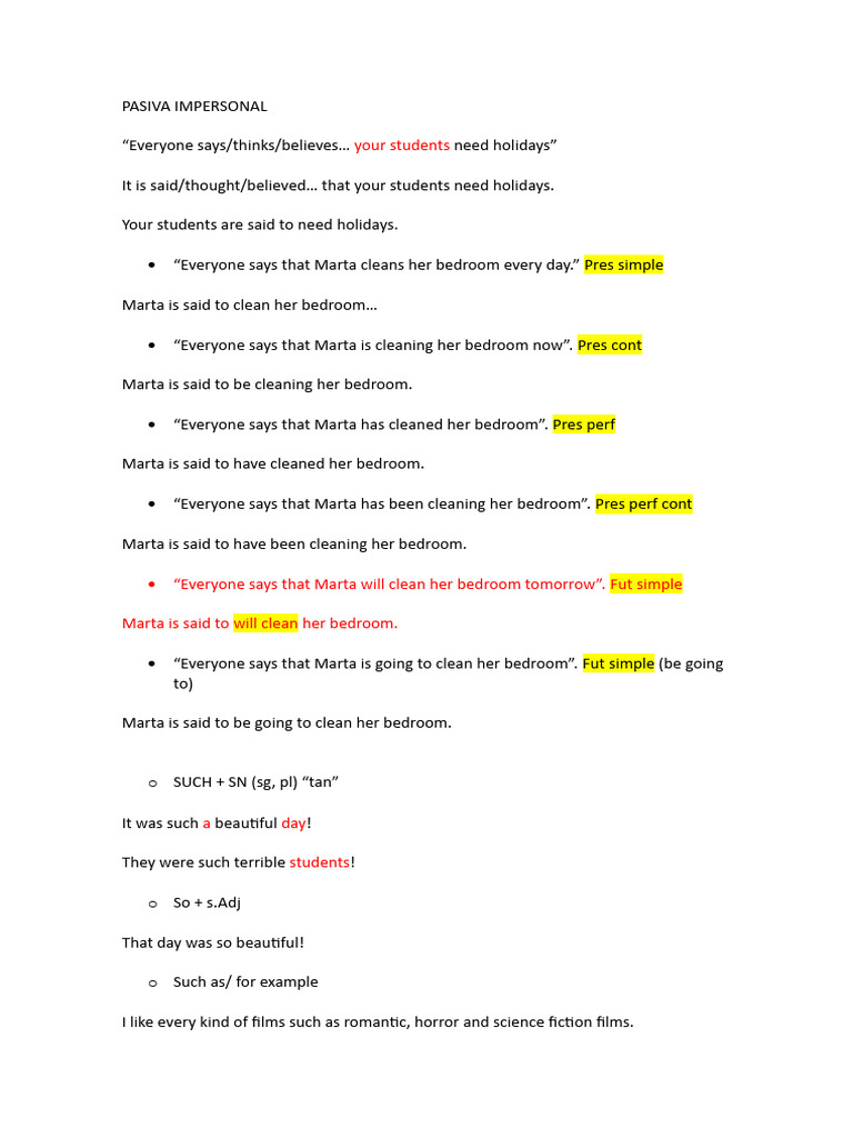 Pasiva Impersonal | PDF | Language Arts & Discipline | Art