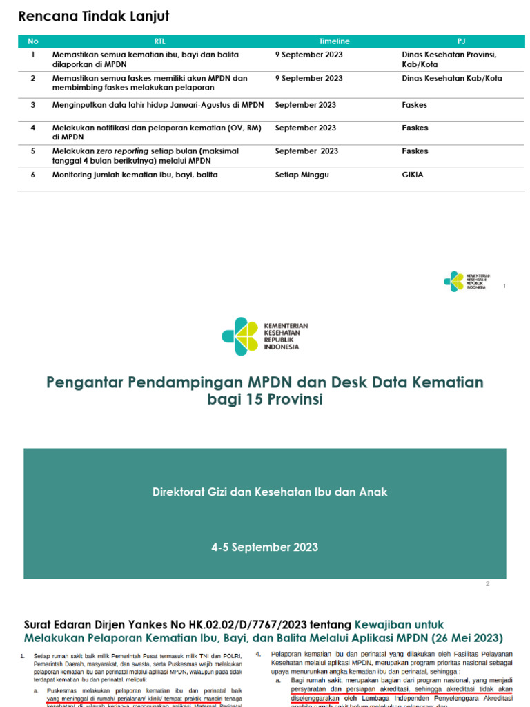 RTL & Paparan Pengantar Desk Data Kematian Ibu Dan Bayi (MPDN) Kemenkes ...