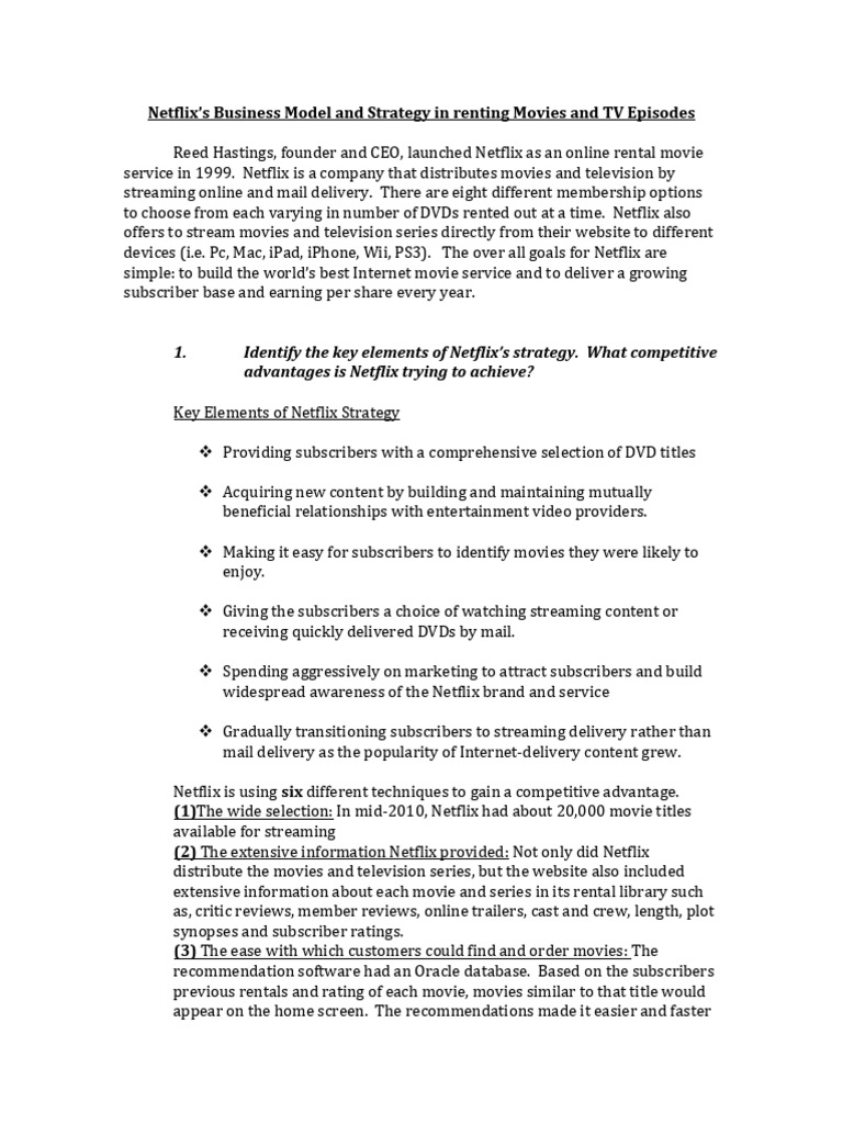Netflixs Business Model and Strategy | PDF | Netflix | Video On Demand