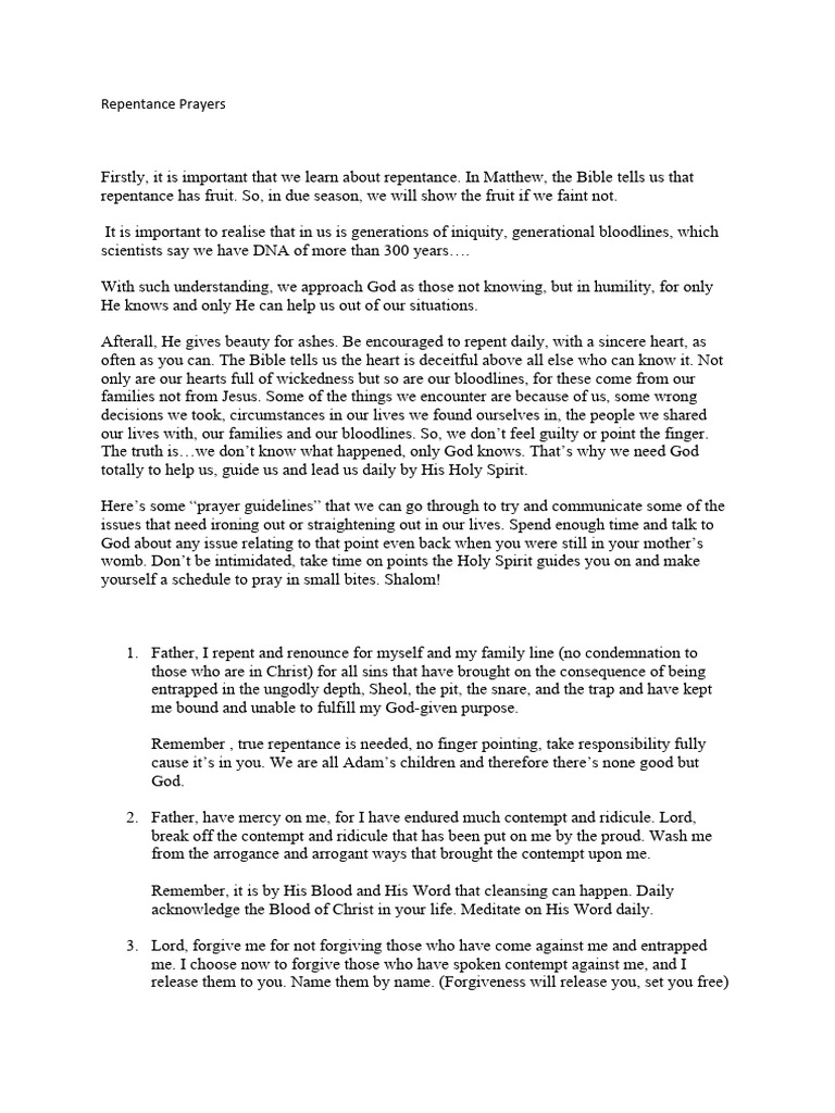Repentance Prayers-2020 | PDF | Forgiveness | Prayer