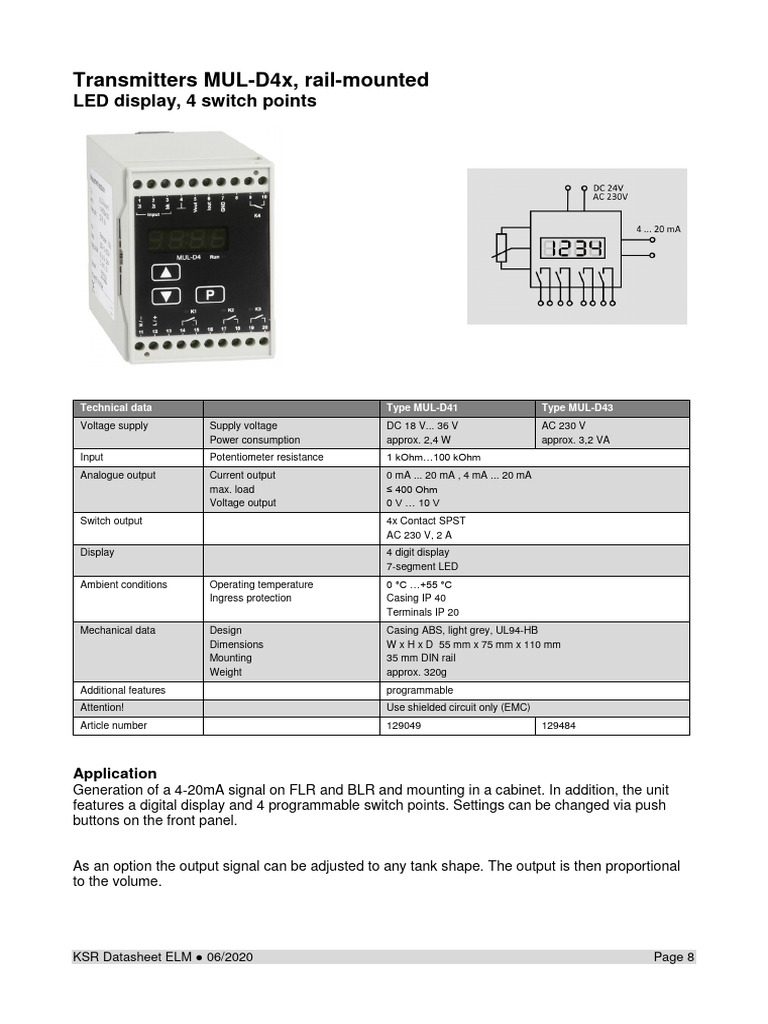 MUL-D4x Transmitters Datasheet | PDF