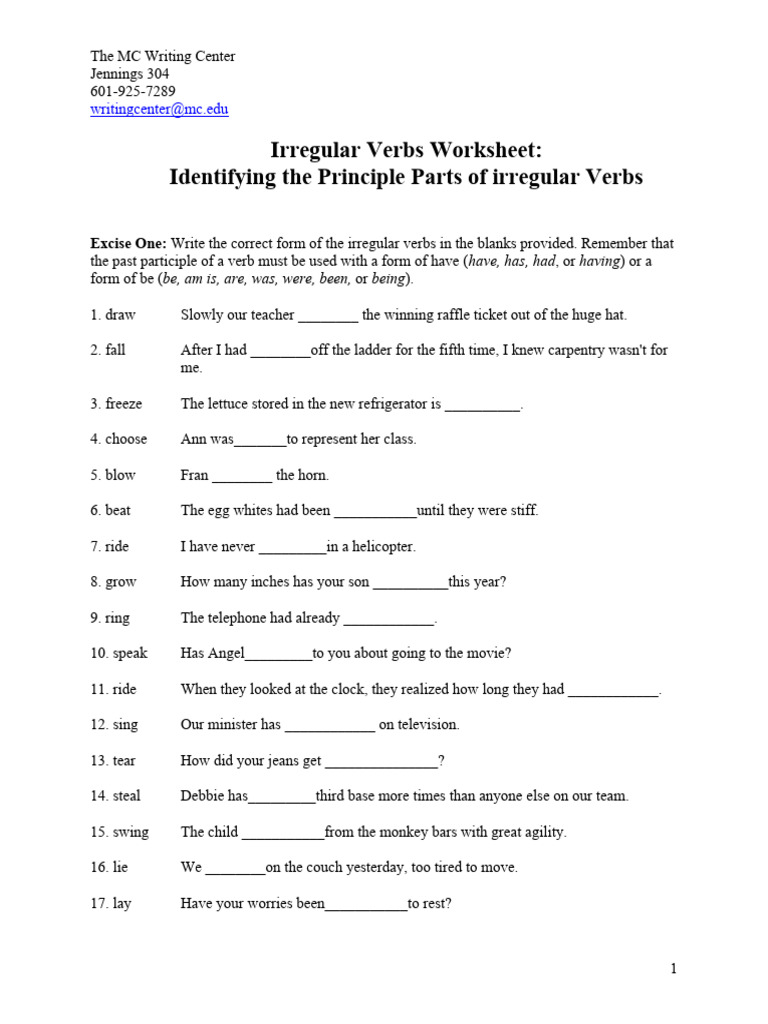 Irregular Verbs Worksheet | Download Free PDF | Semantic Units | Grammar